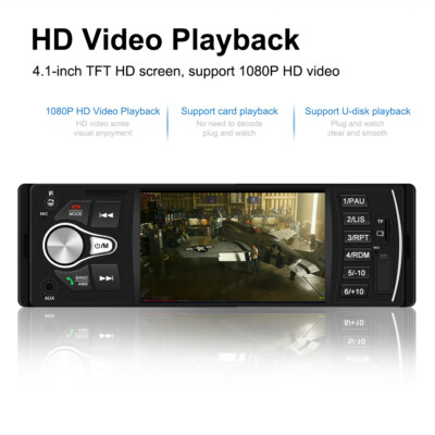 4.1" Car Unit Player MP3/USB/SD/AUX Radio Stereo 1Din Bluetooth FM ...