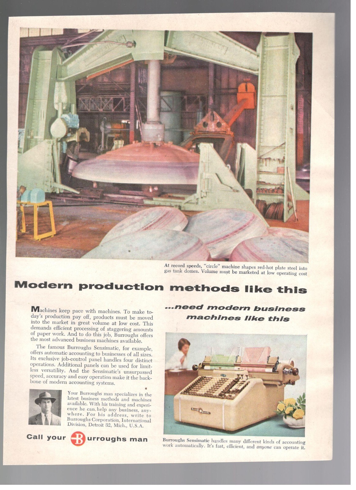 Burroughs Sensimatic Machine Comptabilité 1957 Publicité 1 Page | eBay