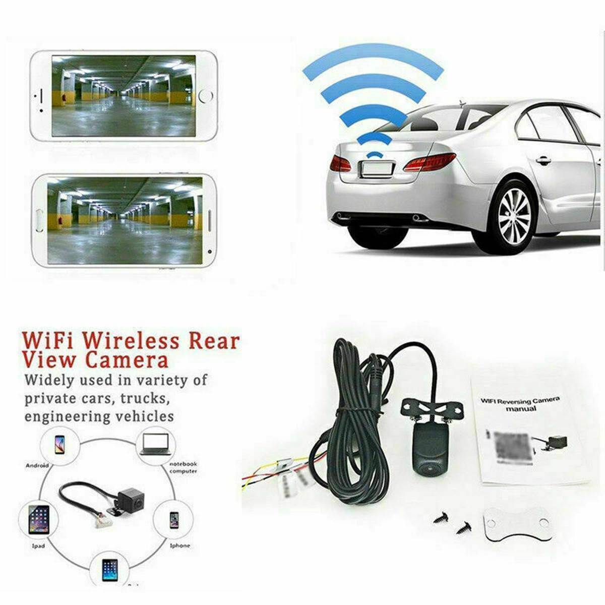 WiFi HD Wireless Phone Car Rear View Cam Backup Reverse Camera For ...