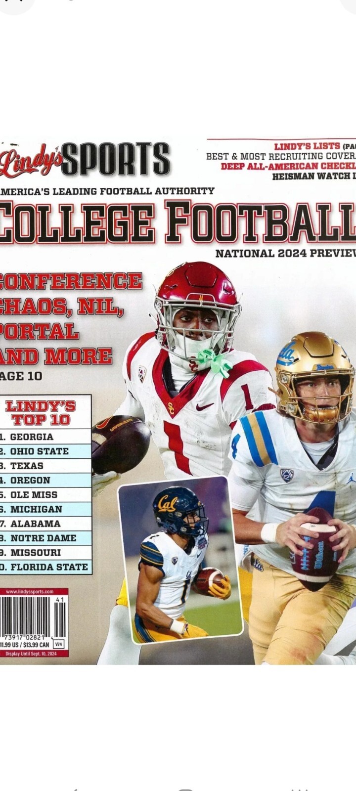 LINDY'S SPORTS MAGAZINE - COLLEGE FOOTBALL NATIONAL 2024 PREVIEW | eBay