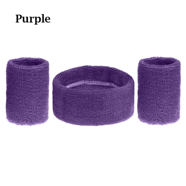 SWEATBAND SETS Wristbands headband Work Out Tennis Wrist Badminton ...