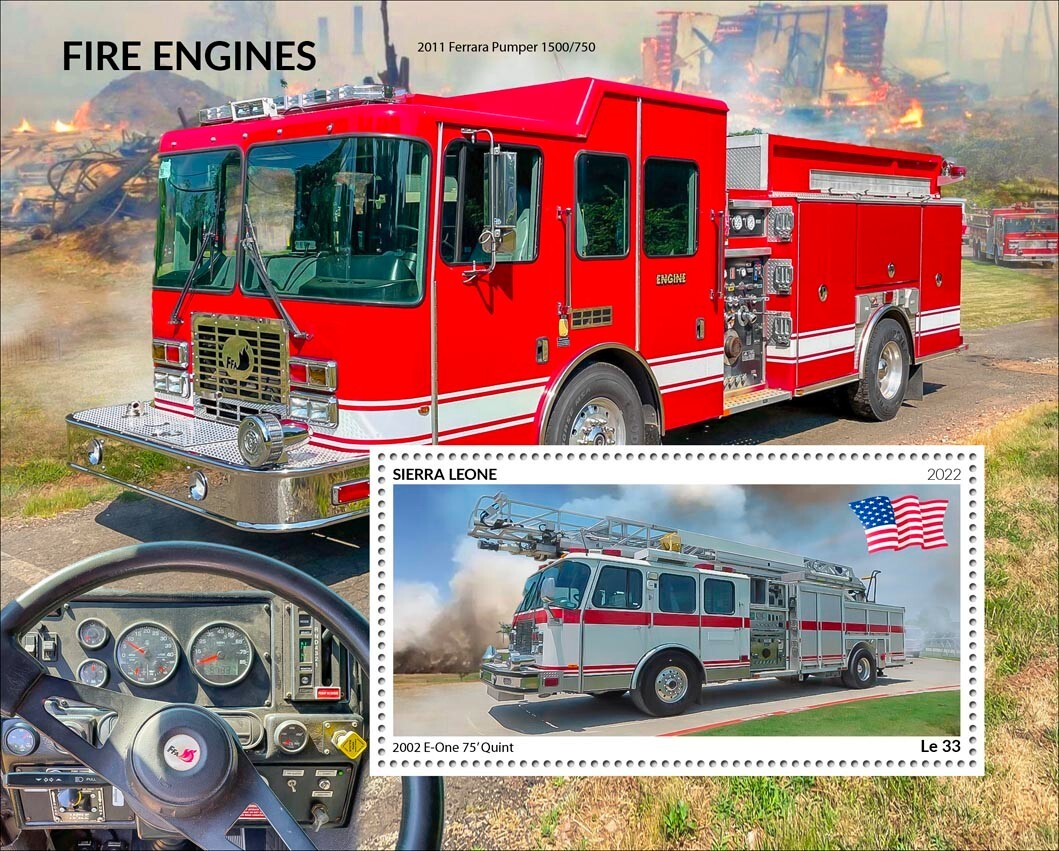 Fire Engines Fire Trucks MNH Stamps 2022 Sierra Leone S/S | eBay.de