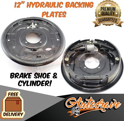 2 x 12" Hydraulic Brake Backing Plate Hub Drum brake shoes Trailer ...