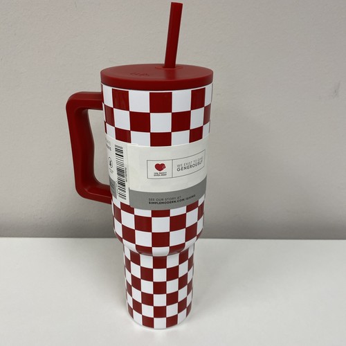 Simple Modern 40oz Trek Checkmate Straw Tumbler Red/White: Stainless ...