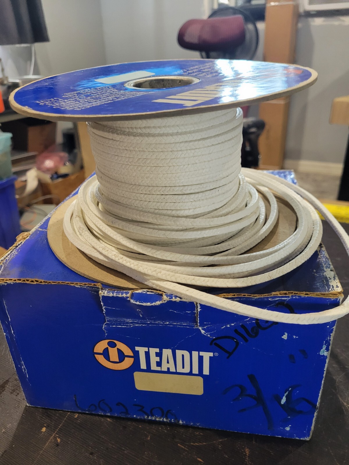 Teadit 2006 FDA 3/16" Packing 5.2 POUNDS FDA Braided White Pure PTFE ...