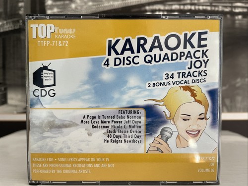 top tunes Rare karaoke christian 4 disc Set CD CDG 34 Tracks + 2 Bonus ...