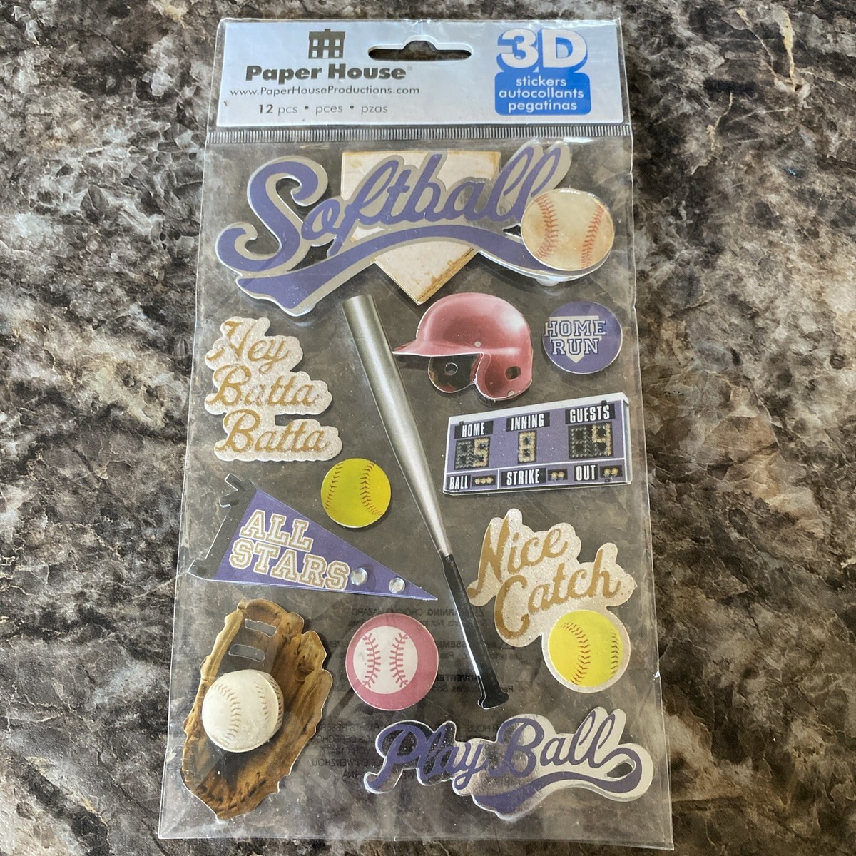 Softball Stickers For Paper House 3D Softball Sports Themed Sticker