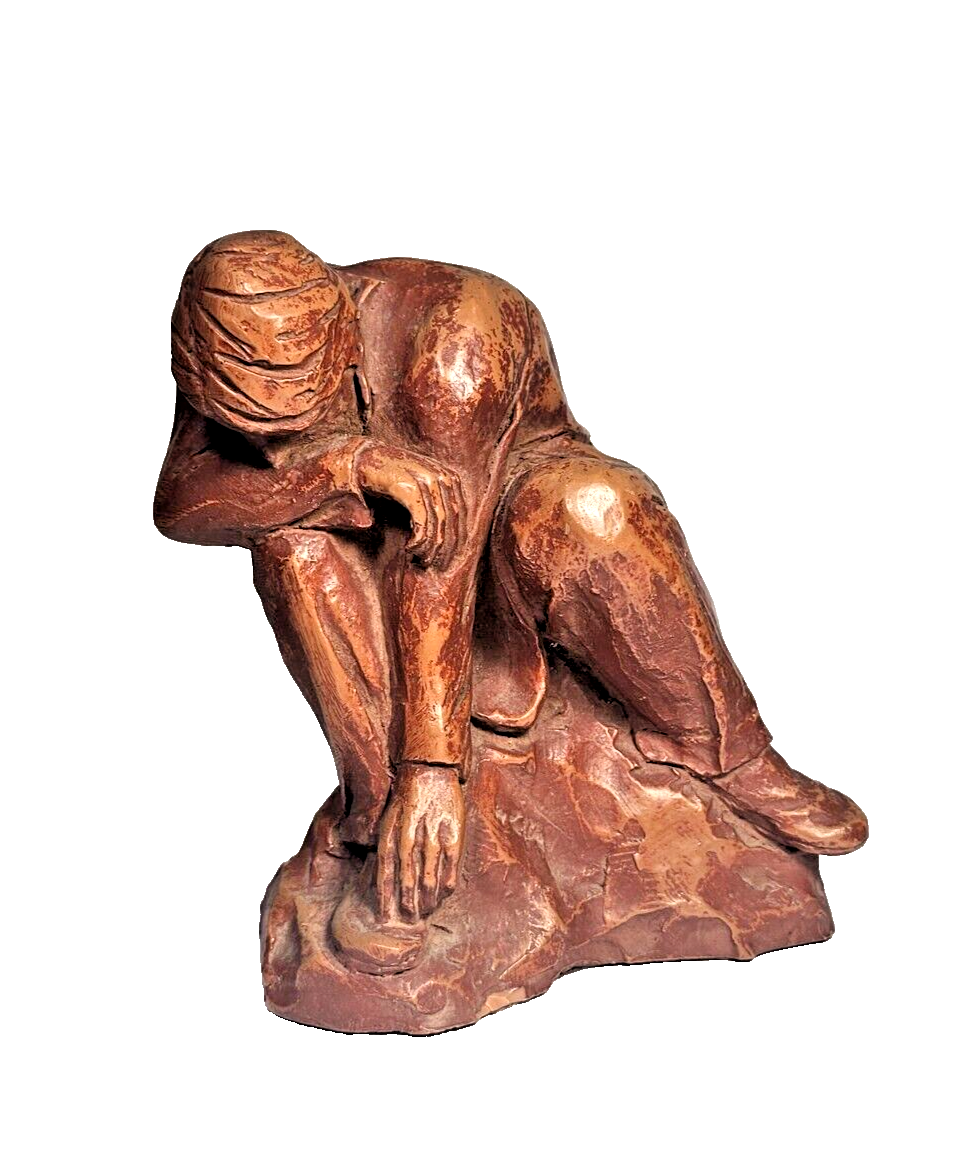 VTG Clay Terra Cotta Kneeling Man Sculpture - Signed Sc | eBay