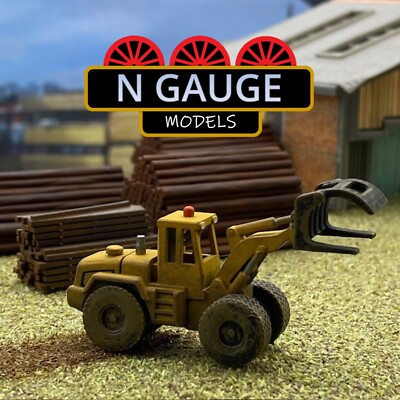 PAINTED -N Scale Gauge Wheel Loader 'Raised Grapple' 1:148 (Logs Timber ...