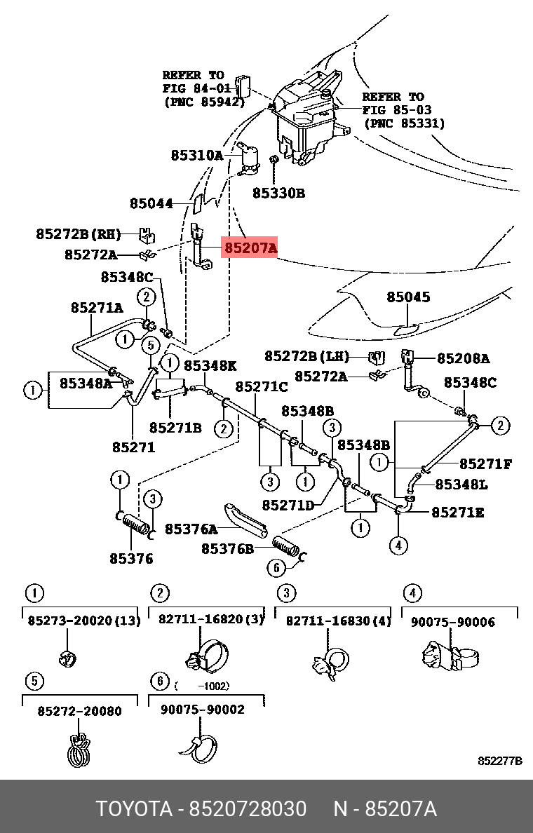 Genuine OE washer nozzle, 8520728030 for TOYOTA 85207-28030 | eBay