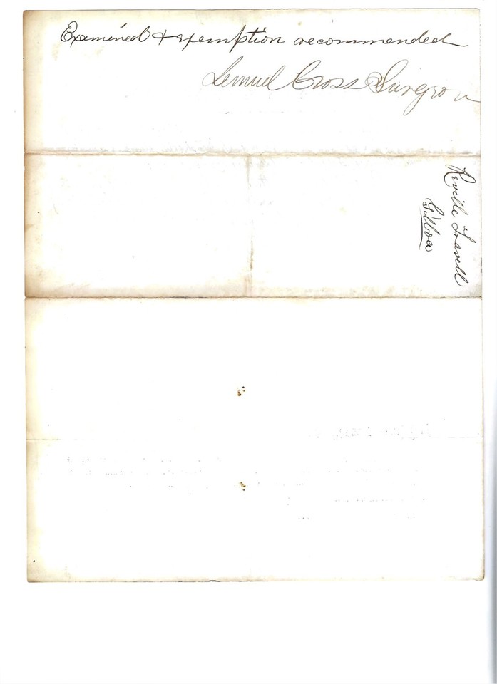 NYS Civil War Medical Exemption Certificate Gilboa NY Reville Farell ...