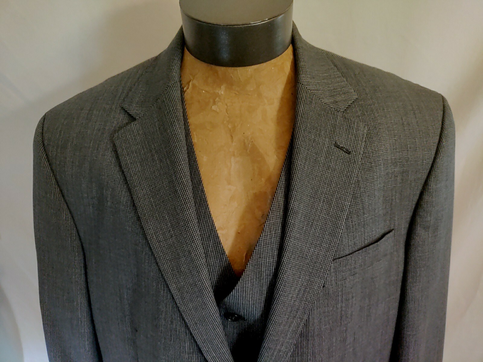 Men Nautica Black & Cream Tiny Houndstooth Suit Jacket & Best 46S VTG ...