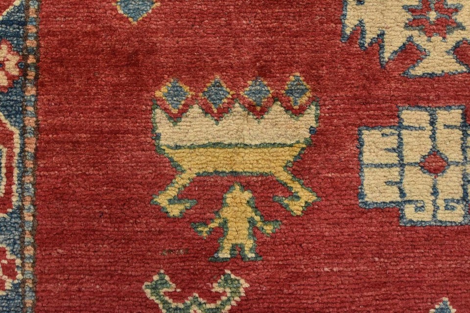 Kazak Rug 8'4'' x 11'6'' Red Wool Tribal Geometric Hand-Knotted ...