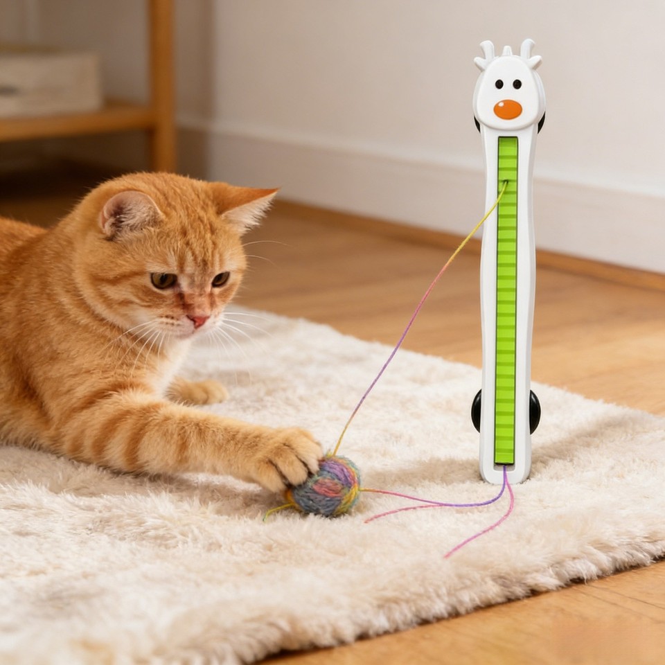 Portable Auto Motion Cat Toy Flying Rope Adjustable Speed Foldable Easy ...