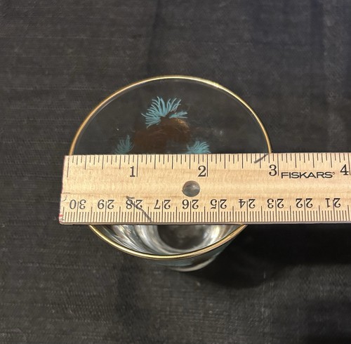 Set of 2 Libbey MCM Pinecone Turquoise and Gold Shot/Whiskey Juice ...