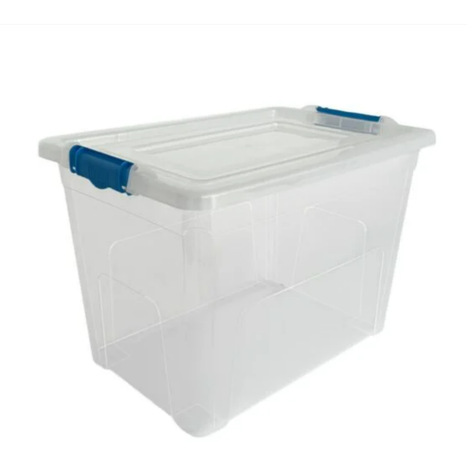 75L Plastic Storage Box Click Lid Heavy Duty Clear Home Office ...