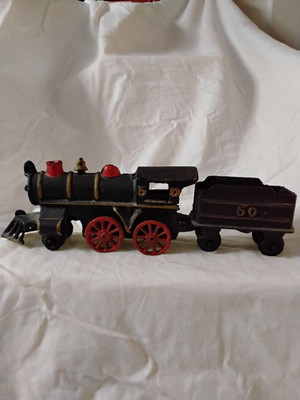 Cast Iron Train Locomotive Engine And Tinder Coal Box Car #50 | eBay UK