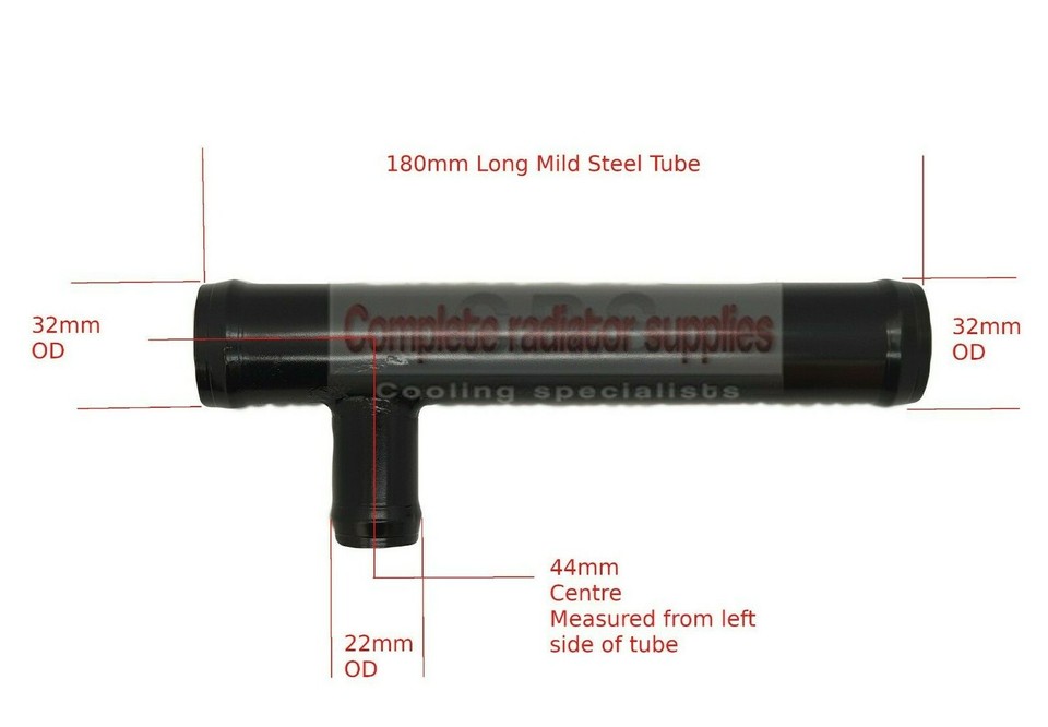 Mild Steel 3 Way Radiator Hose Connector 32mm od x 180mm Long x 22mm on ...