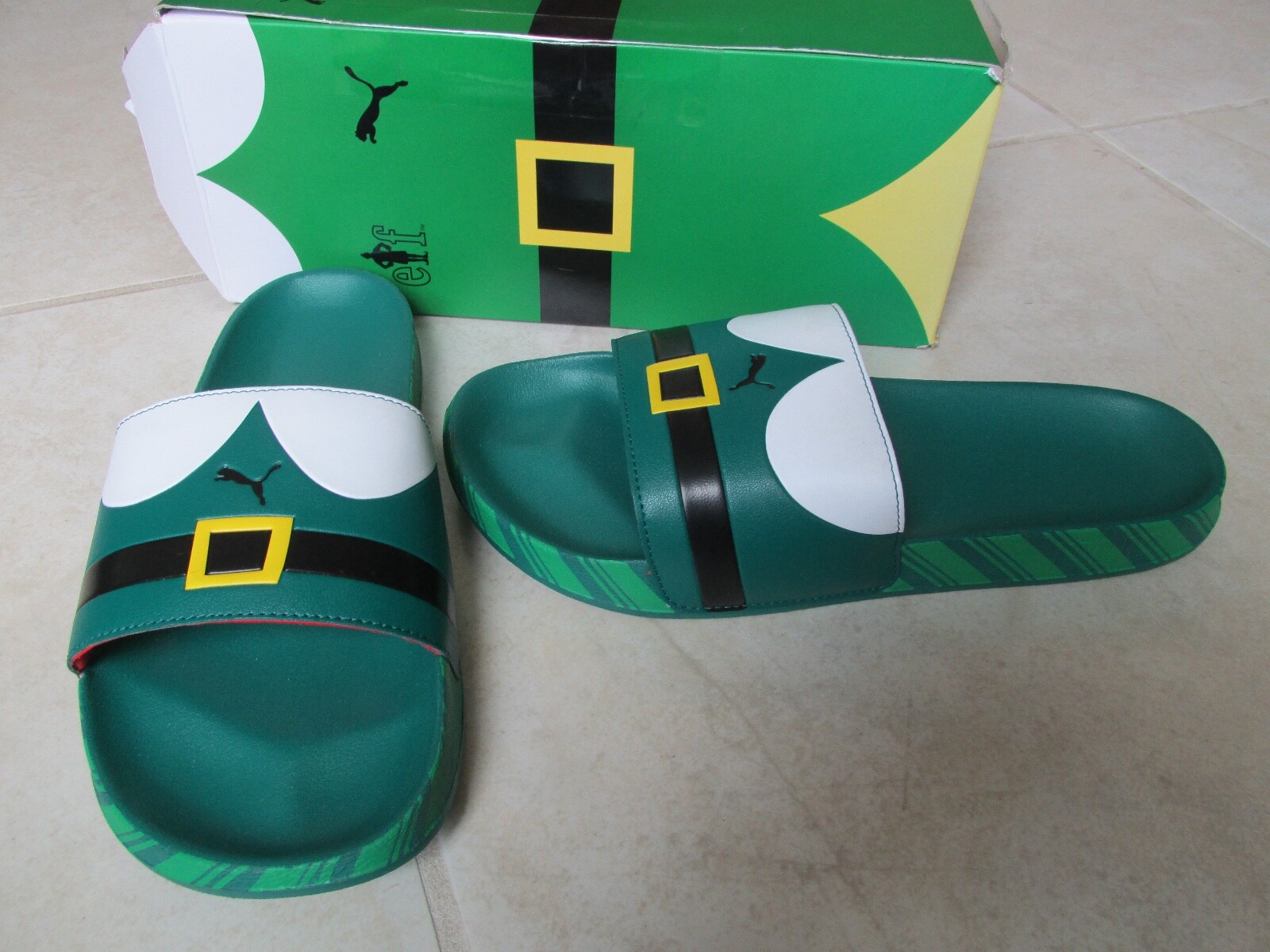 NEW L.E. PUMA Leadcat X ELF Slide Sandals MENS 11 Green White | eBay
