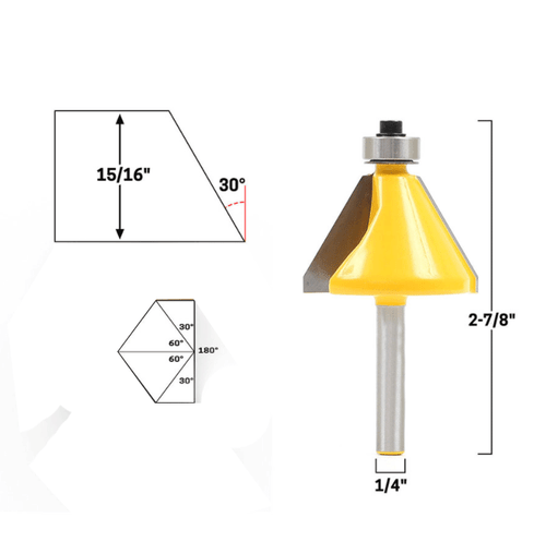 1/4 Inch Shank 30 Degree Router Bit Chamfer Bevel Edging Woodworking ...