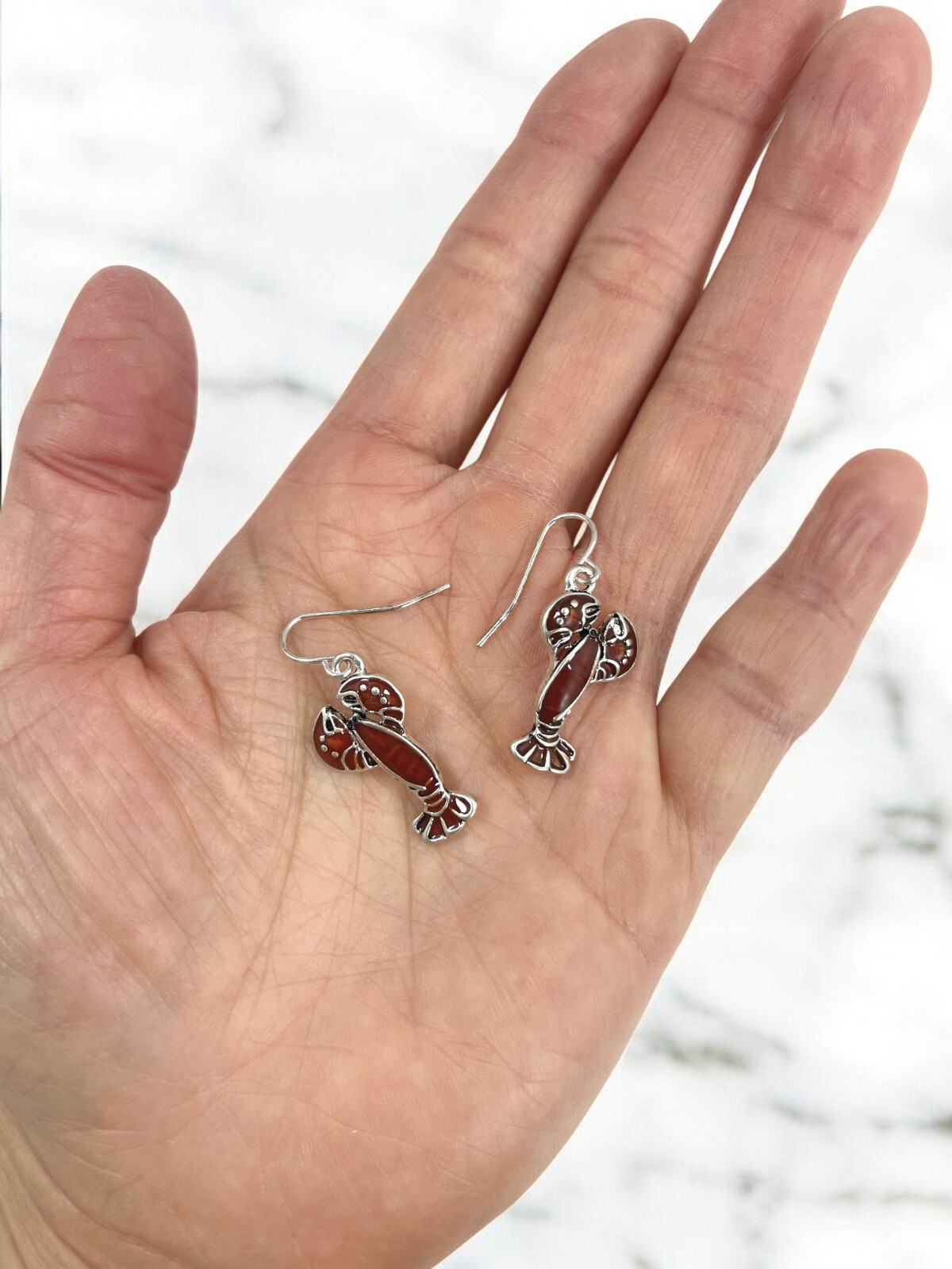 Red Lobster Charm Hook Earrings, Nautical Seafood Dangle Jewelry for ...