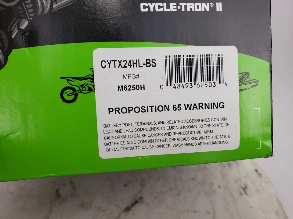 Interstate 12V Cycle-Tron II AGM Motorcycle Battery CYTX24HL-BS M6250H ...