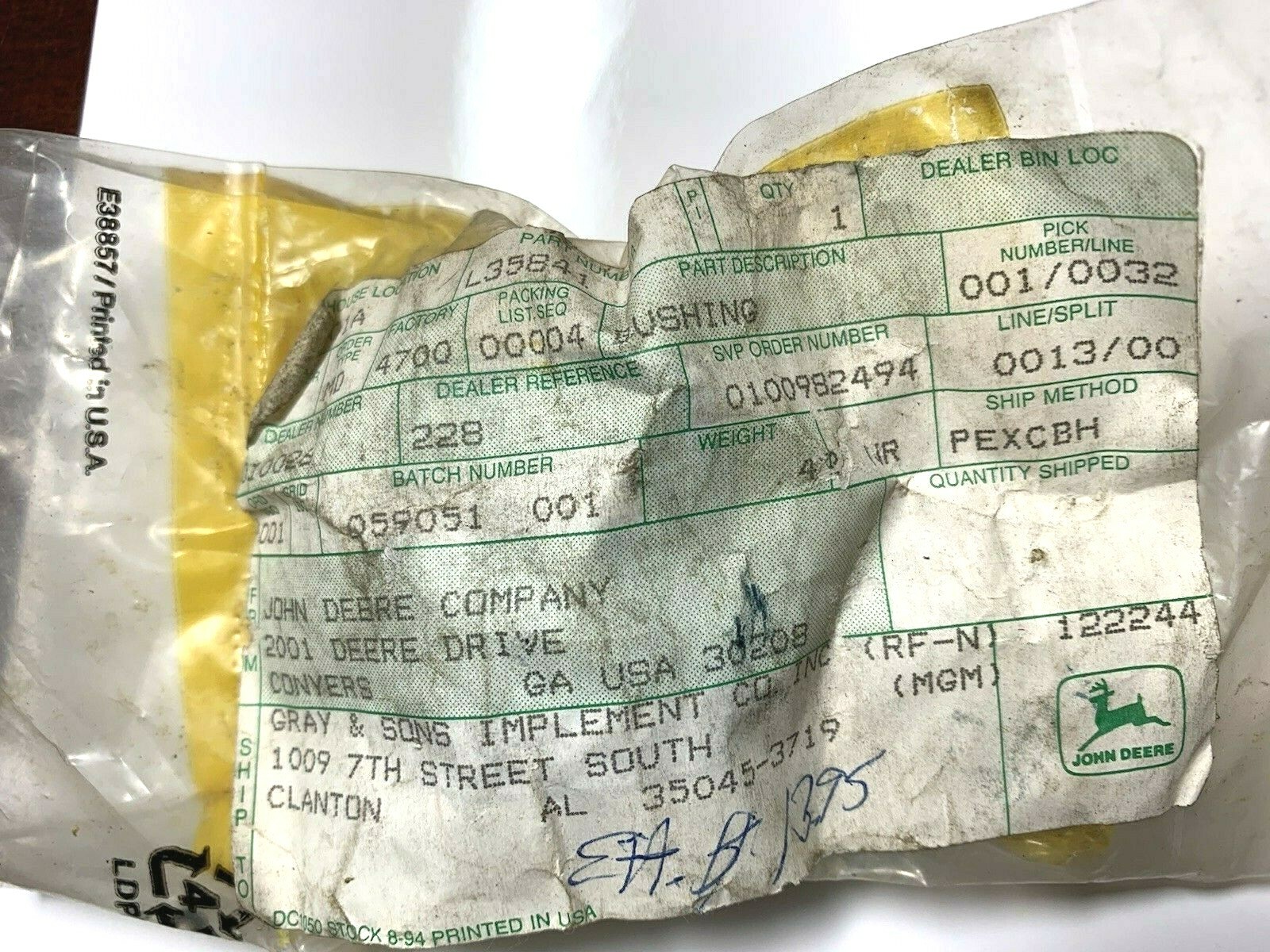 FOUR (4) OEM GENUINE JOHN DEERE PARTS ASSORTMENT (SEE LIST & PART ...