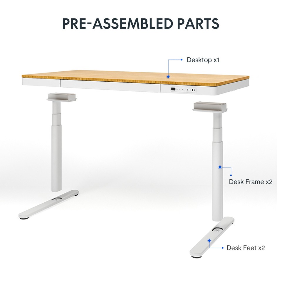 FLEXISPOT Dual Motor 55" Bamboo Desktop Electric Standing Desk Wireless ...