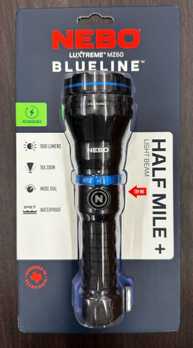 NEBO Luxtreme MZ60 BLUELINE Rechargeable 1000 LUMEN Half-Mile Beam ...