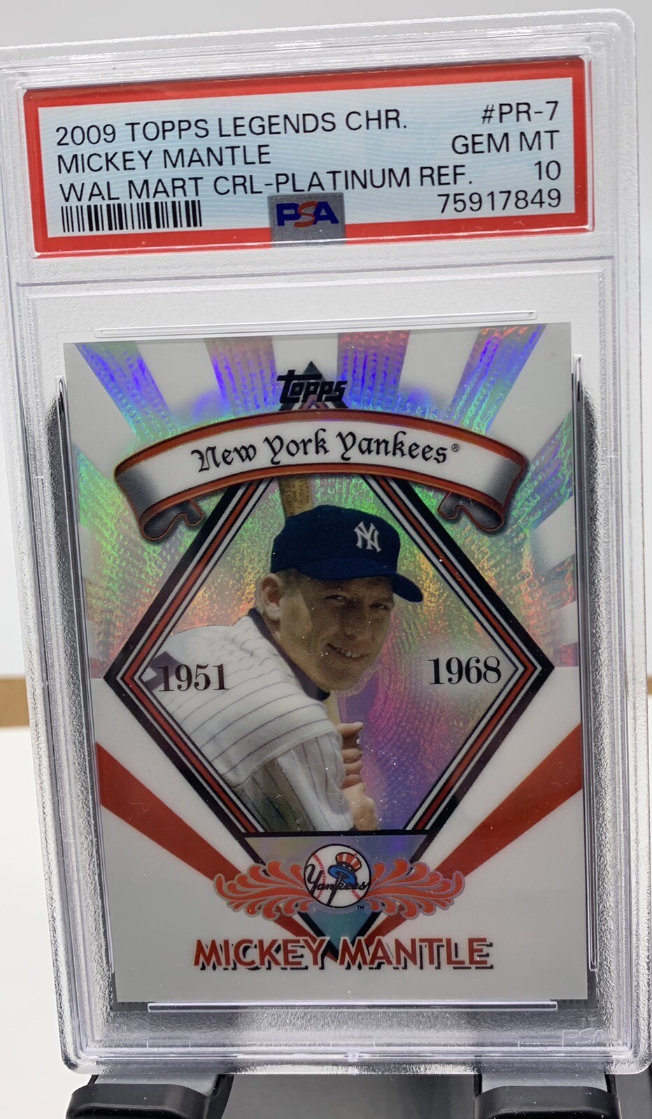 2009 Topps Wal-Mart Chrome Mickey Mantle Refractor Platinum PR-7 PSA 10 ...