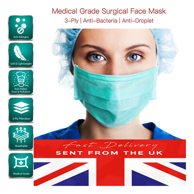 Disposable Face Masks Medical Mask Surgical Mask UK NOSE BAND FIT Multi ...