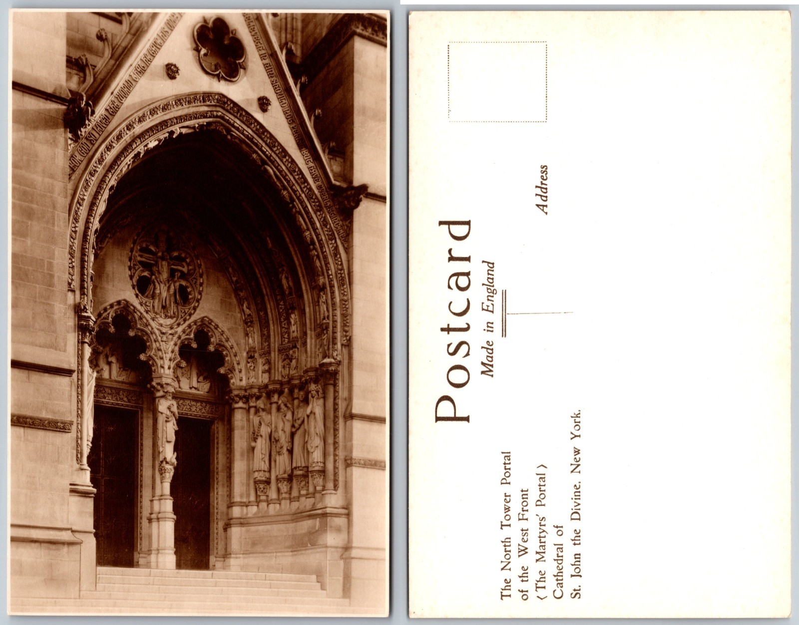 North Tower Portal Cathedral St John the Divine New York Postcard | eBay