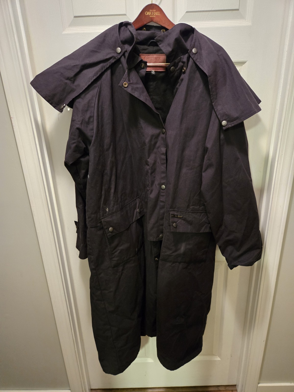Outback Trading Oilskin Duster Low Rider Jacket Coat Black Mens Size XL ...