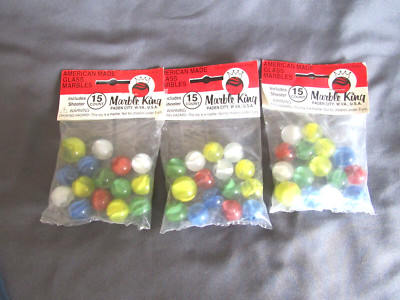 3 Marble King 15 count Marbles Pack w/shooter Unopened packs Cat eyes ...