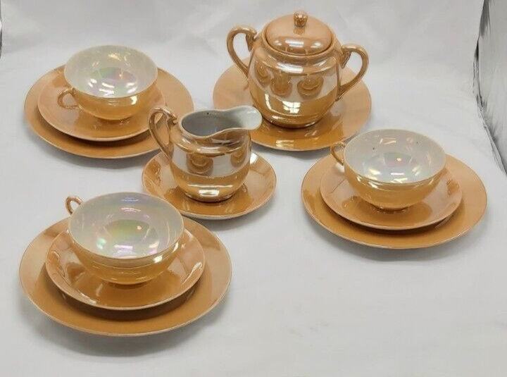 Peach Lusterware Tea Set three piece set Made in Japan | eBay