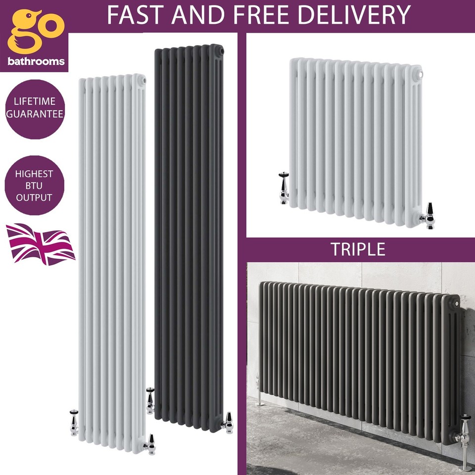 Traditional 3 Column Radiator Cast Iron Style Vertical Heating ...