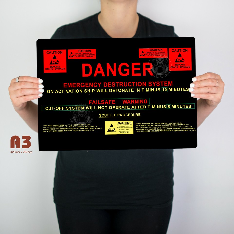 Alien Ship Destruct Instructions Panel (A4 to A1) Metal Sign Nostromo ...