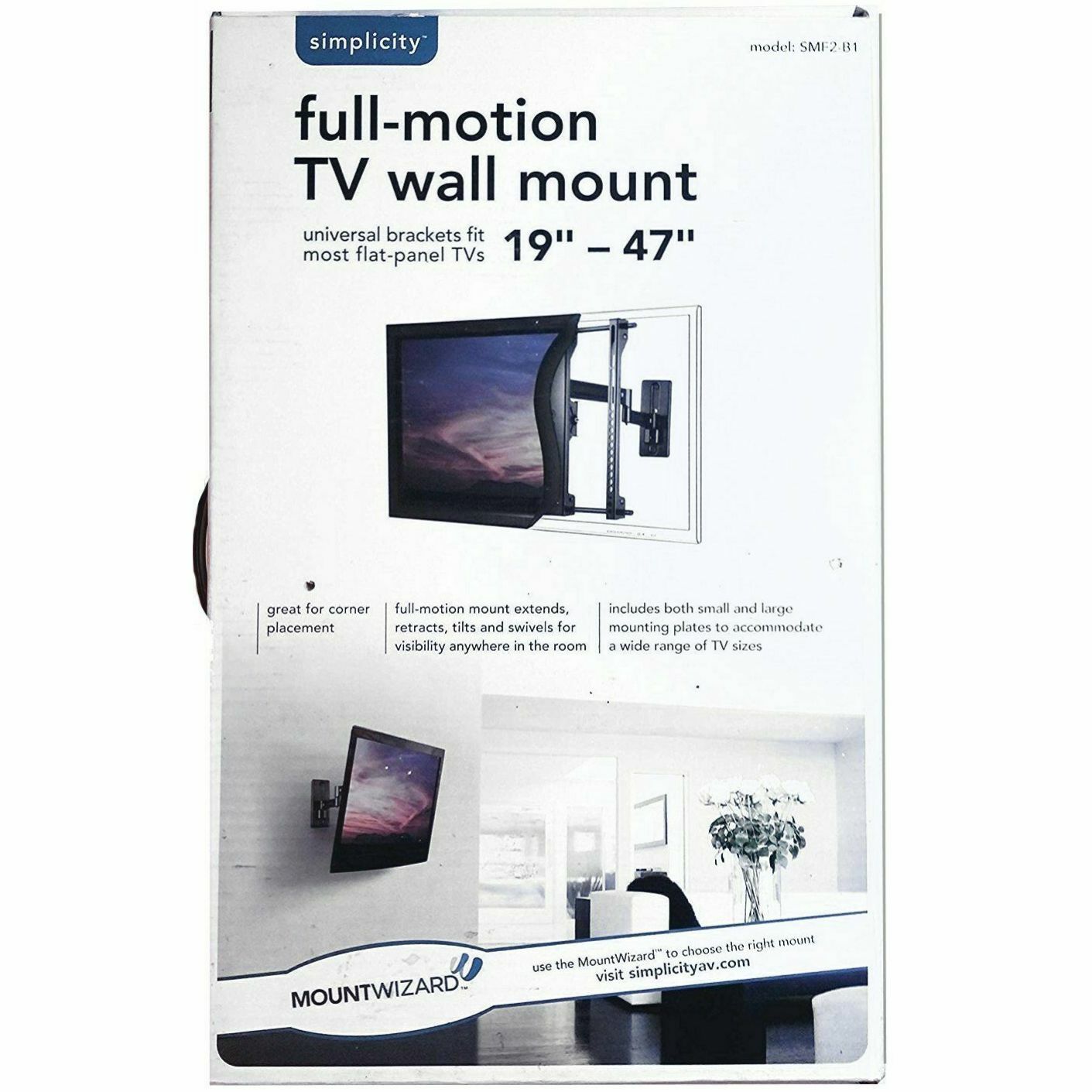 Simplicity SMF2 Medium Full-motion TV Wall Mount 19"- 47" Universal ...