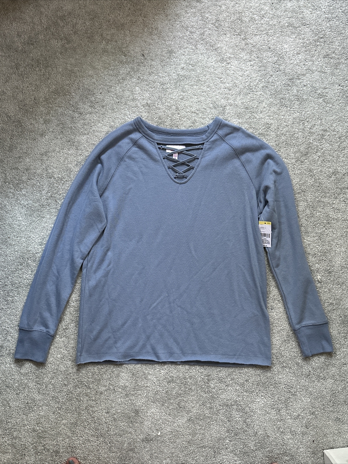 Bongo Stonewash Blue V-Neck French Terry Sweatshirt Sz Medium New With ...