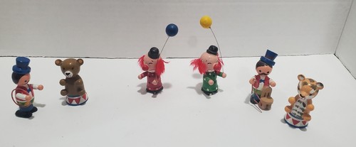 Wooden Circus Performers Figurines Vintage Set Of 6 - 2" Tall | eBay