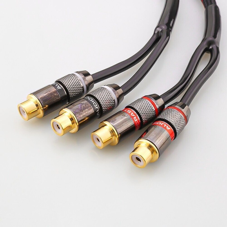 2 x PRO 20cm RCA PHONO Y SPLITTER CABLE 1 Male to 2 x Female CAR AMP ...