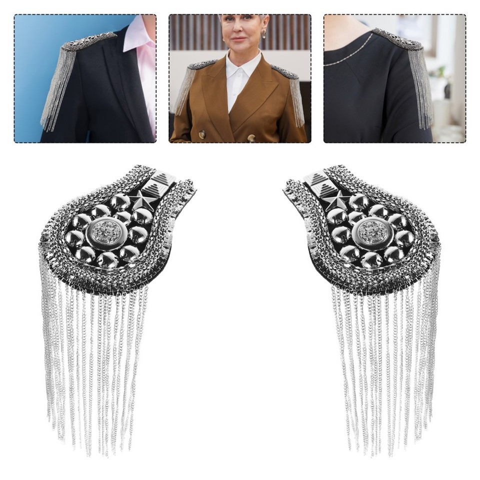 2pcs Shoulder Epaulets, Metal Tassel Shoulder Embellishments - Tassel ...