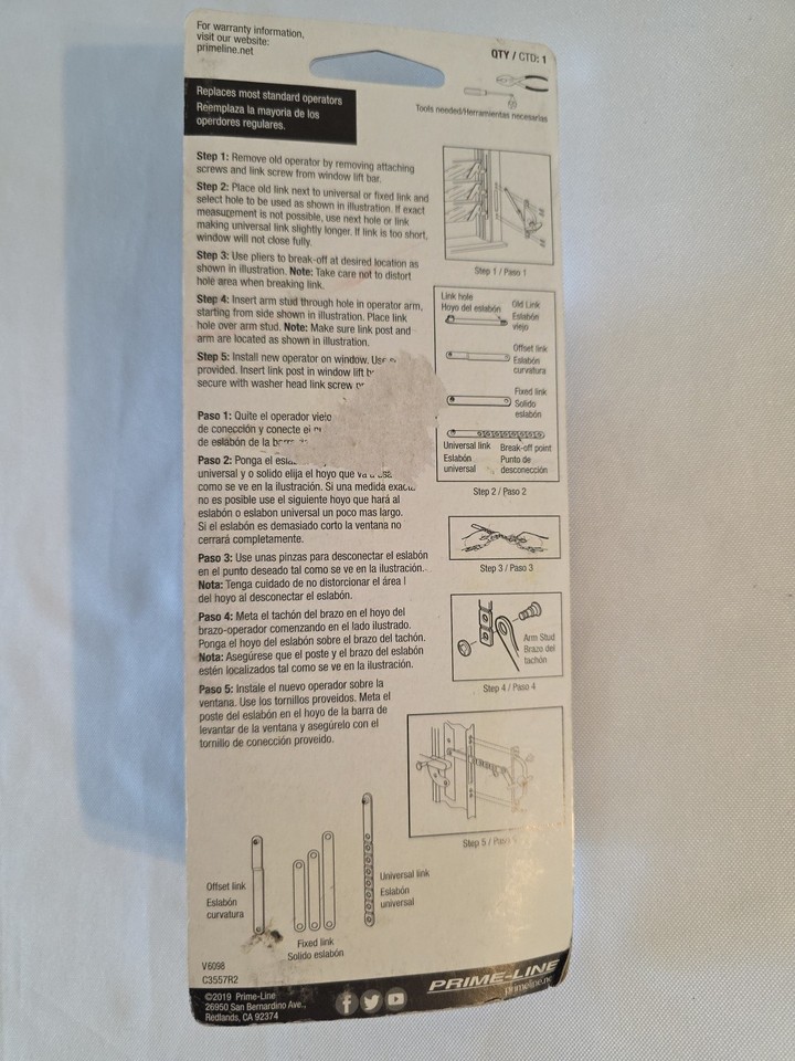 Prime-Line Die-Cast Louvre & Jalousie Window Operator - Aluminum Finish ...