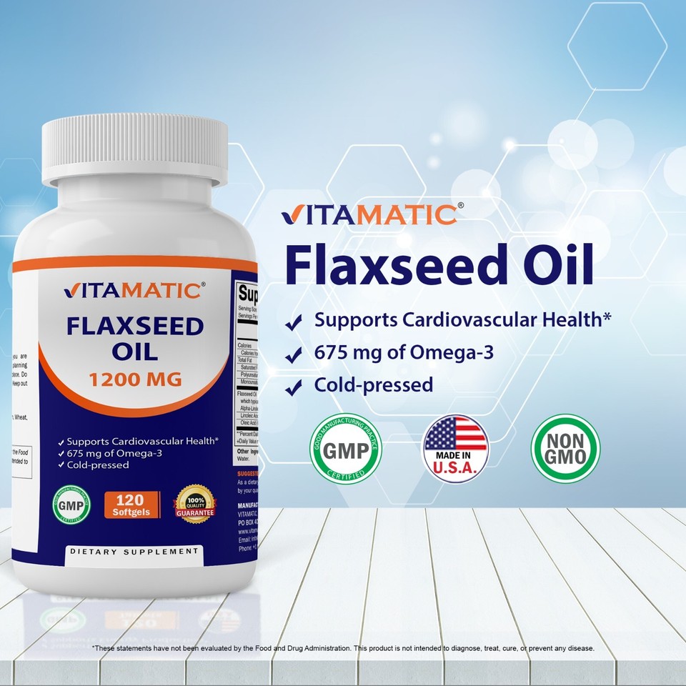 Vitamatic Flaxseed Oil 1200mg 120 from cold pressed flax seed | eBay