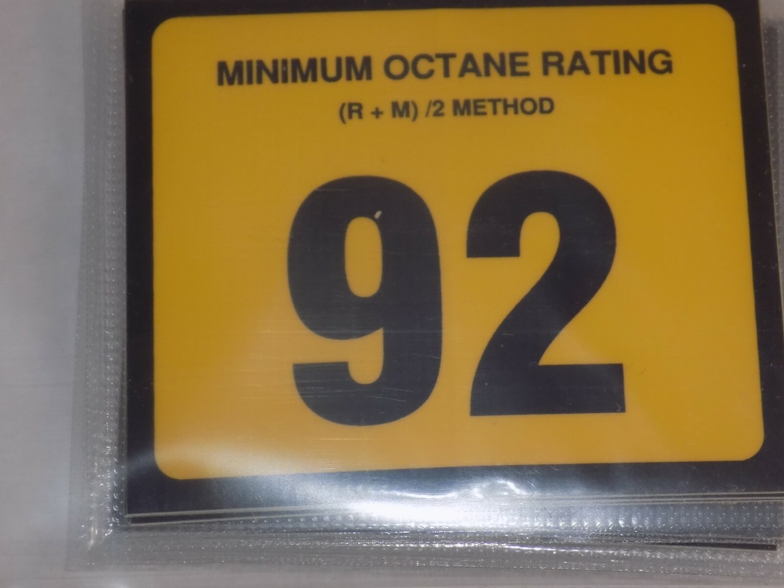 92 Octane Decal, 4-pack, Wayne, Tokheim, Gilbarco, Gas Pump Sticker ...