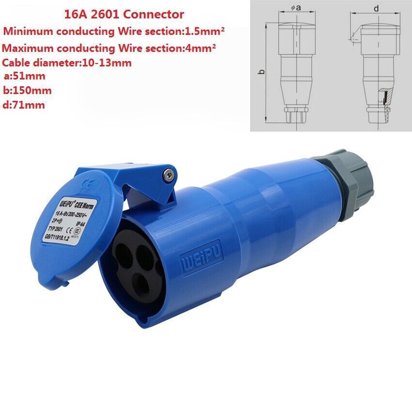 230V 16/32Amp 3Pin Industrial Site Plugs/Socket IP44 Male/Female ...