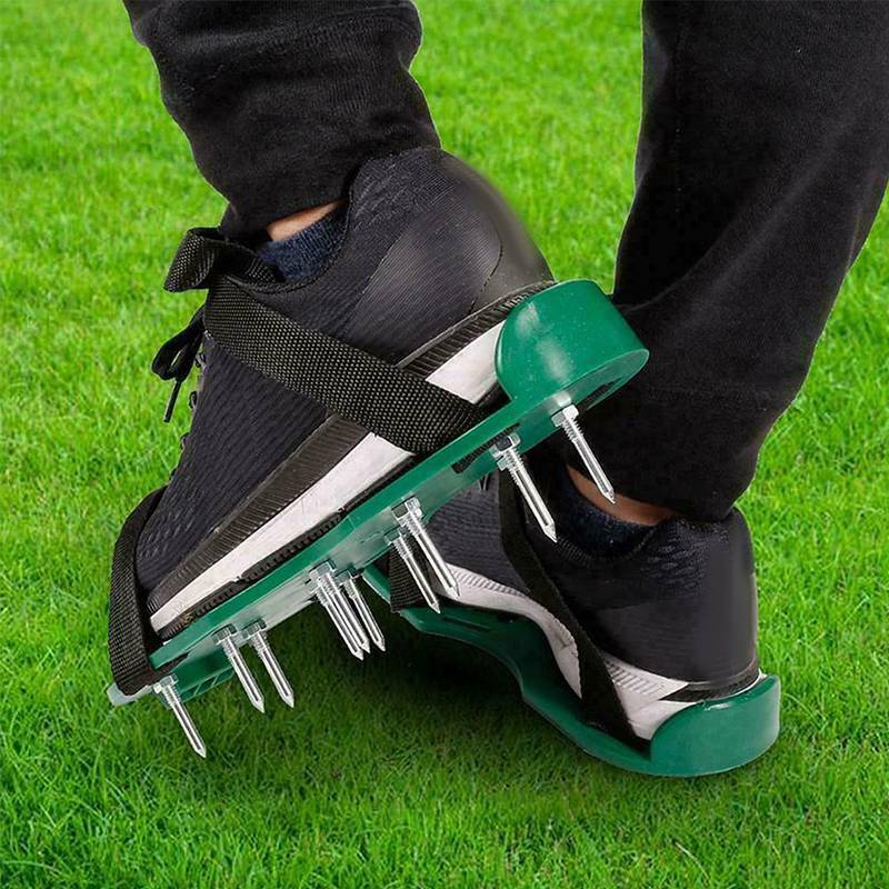 Garden Lawn Roller Aerator/Spiker Shoe & Soil Seed Grit Fertiliser Feed ...