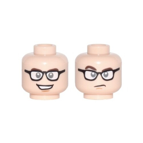 LEGO - Minifigure, Head w/ Black Glasses / White Lens, Brown Eyebrows ...