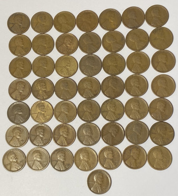 Roll Of 1921-S Lincoln Cent Wheat Pennies. 50 Coins! G-F Condition ...