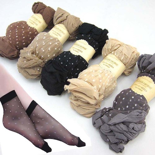 10 Pairs Dot Pattern Transparent Socks Soft Invisible Semi-Sheer Boat ...